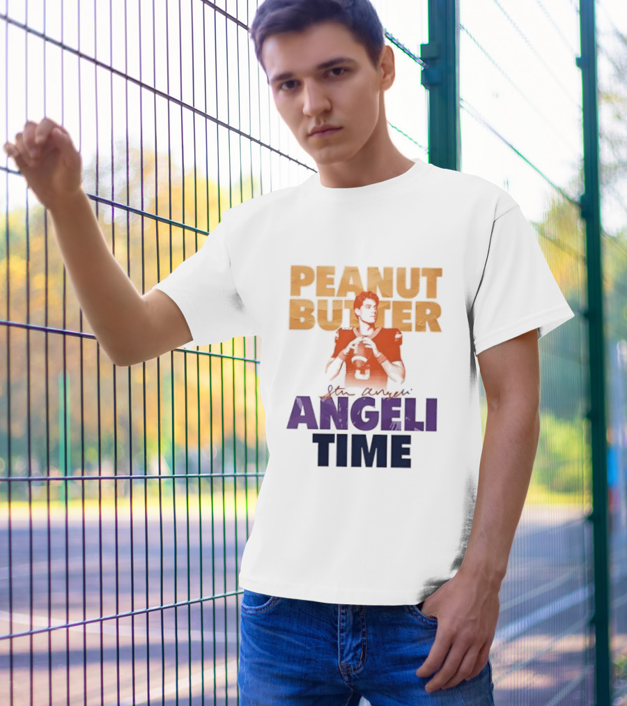Peanut Butter Steve Angeli Time Football Player Holding Ball T-Shirt