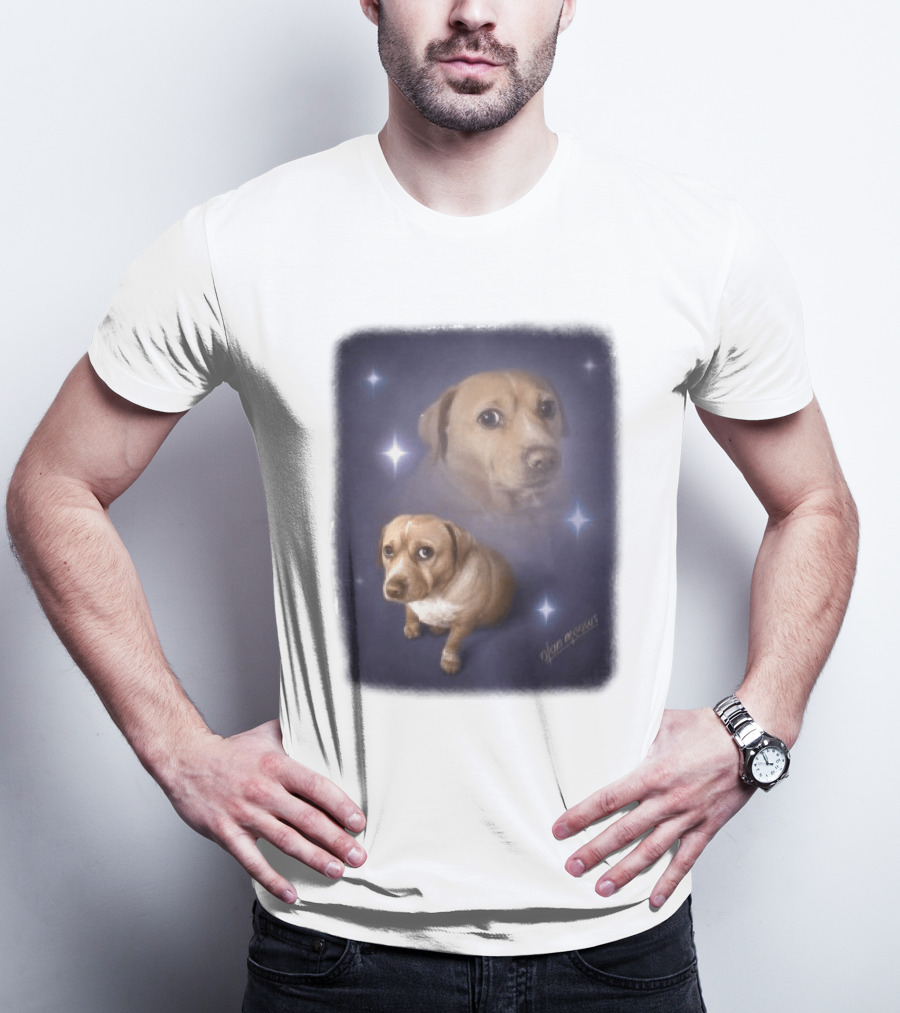 Olanmeows Cashew Sparkle Puppy And Cosmic Stars T-Shirt