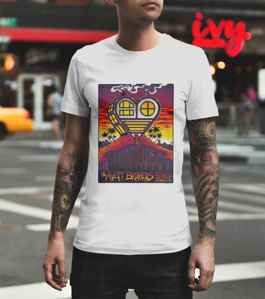 The Avett Brothers Heart Shaped House Greek Theater Los Angeles CA April 12 2025 T-Shirt
