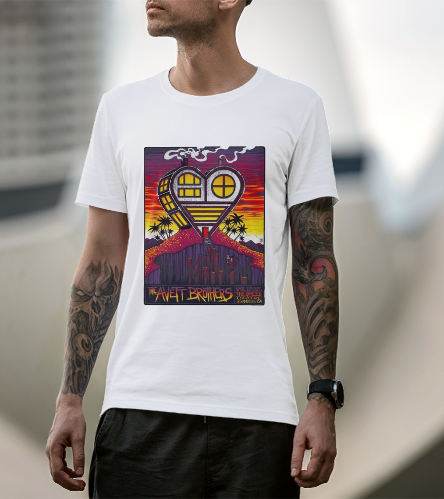 The Avett Brothers Heart Shaped House Greek Theater Los Angeles CA April 12 2025 T-Shirt
