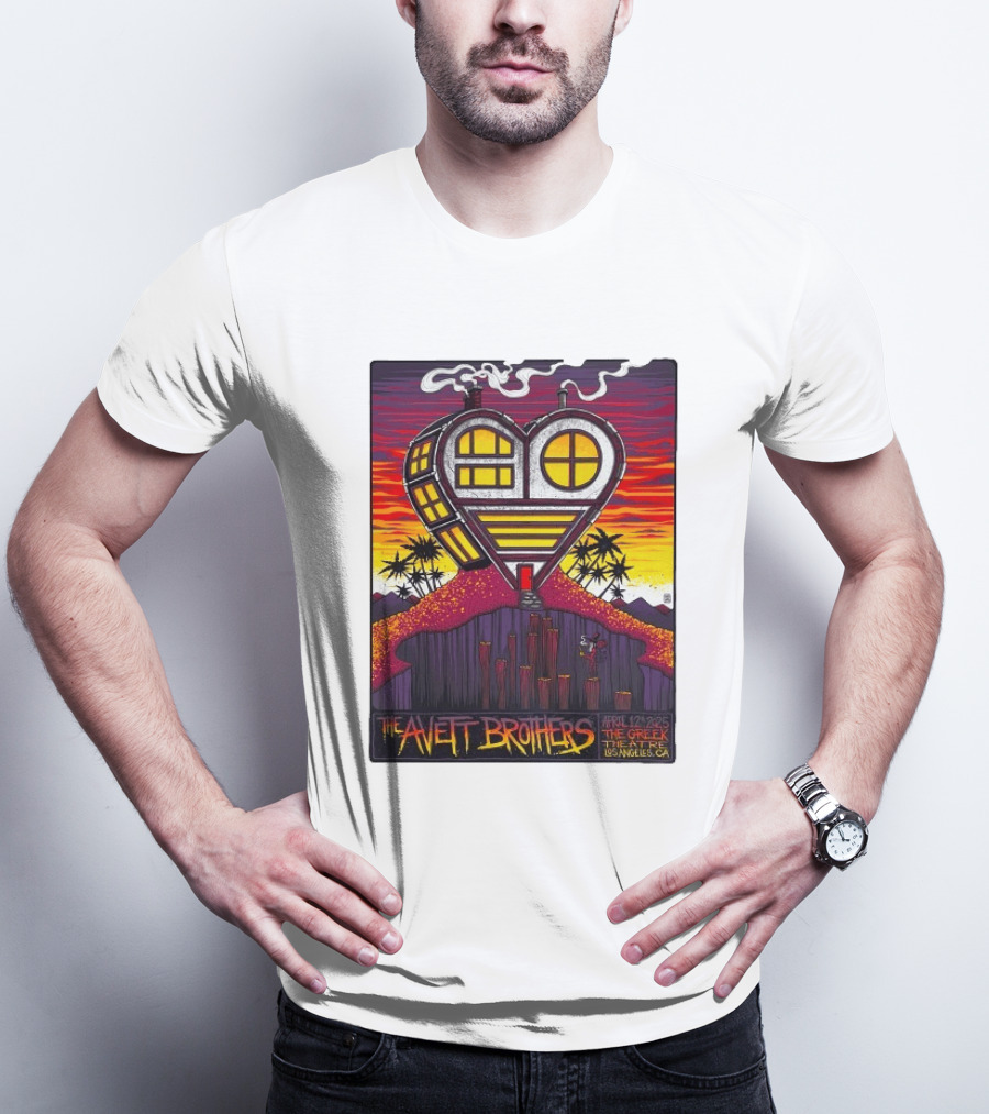 The Avett Brothers Heart Shaped House Greek Theater Los Angeles CA April 12 2025 T-Shirt