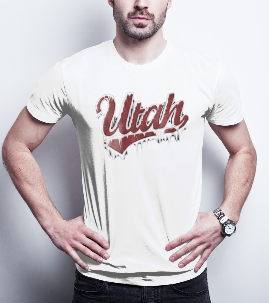 Utah Icy Snow Icicles Script Retro Style Dripping Lettering T-Shirt