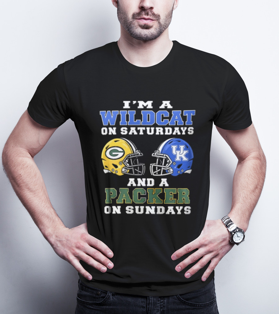 Wildcat Saturdays Packer Sundays Football Fans Kentucky Wisconsin T-Shirt