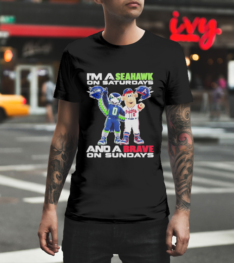 I'm A Seahawk On Saturdays And A Brave On Sundays T-Shirt