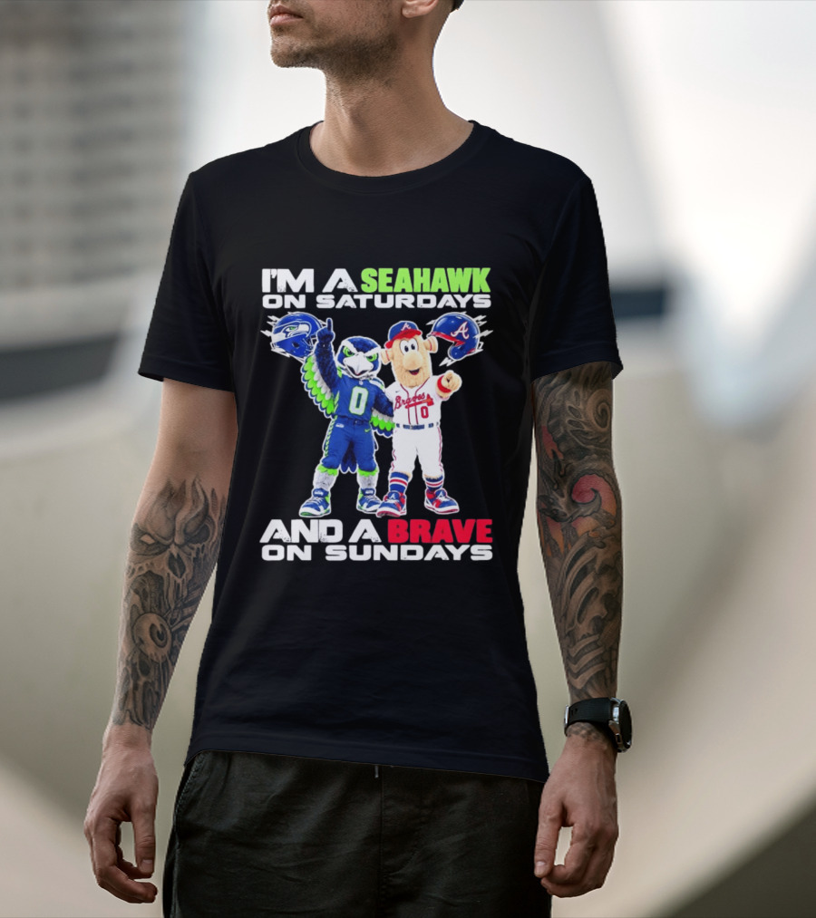 I'm A Seahawk On Saturdays And A Brave On Sundays T-Shirt