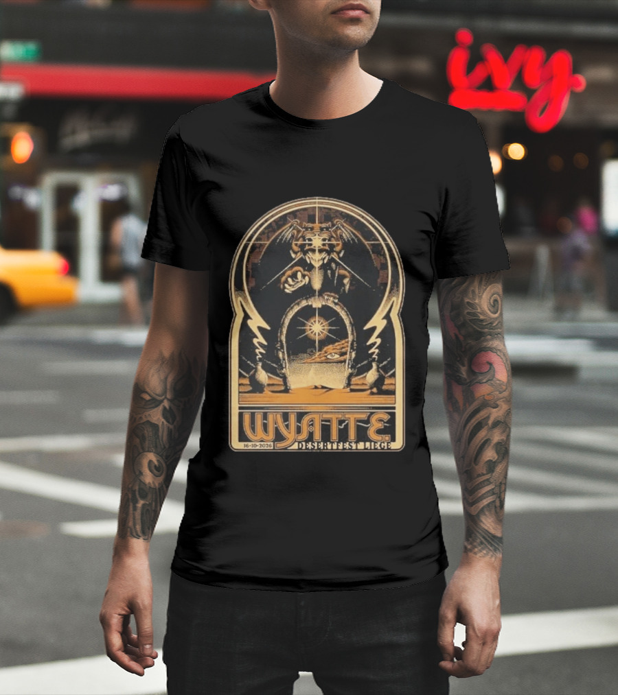 Wyatt E. Band Desertfest Belgium 2026 Liege October 16 Fantasy Dragon Portal Art Deco T-Shirt
