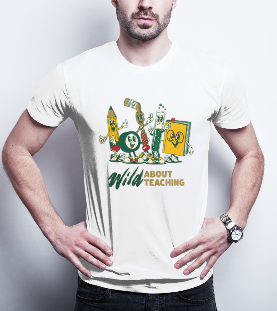 Wild About Teaching Pencil Crayon Book Test Tube Cartoons T-Shirt