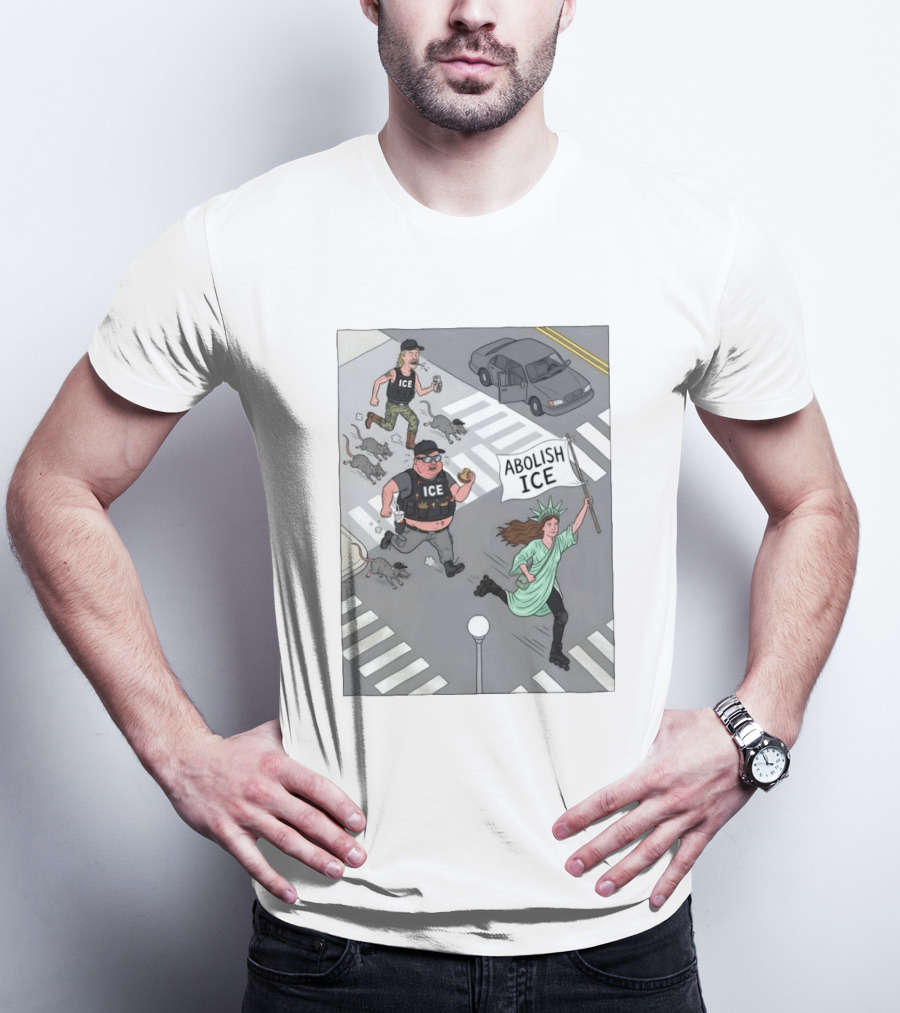 Abolish ICE Political Cartoon With Lady Liberty Protest T-Shirt