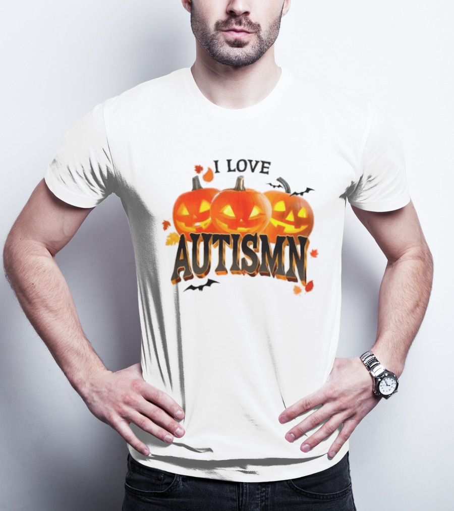 I Love Autismn Pumpkin Halloween Awareness T-Shirt