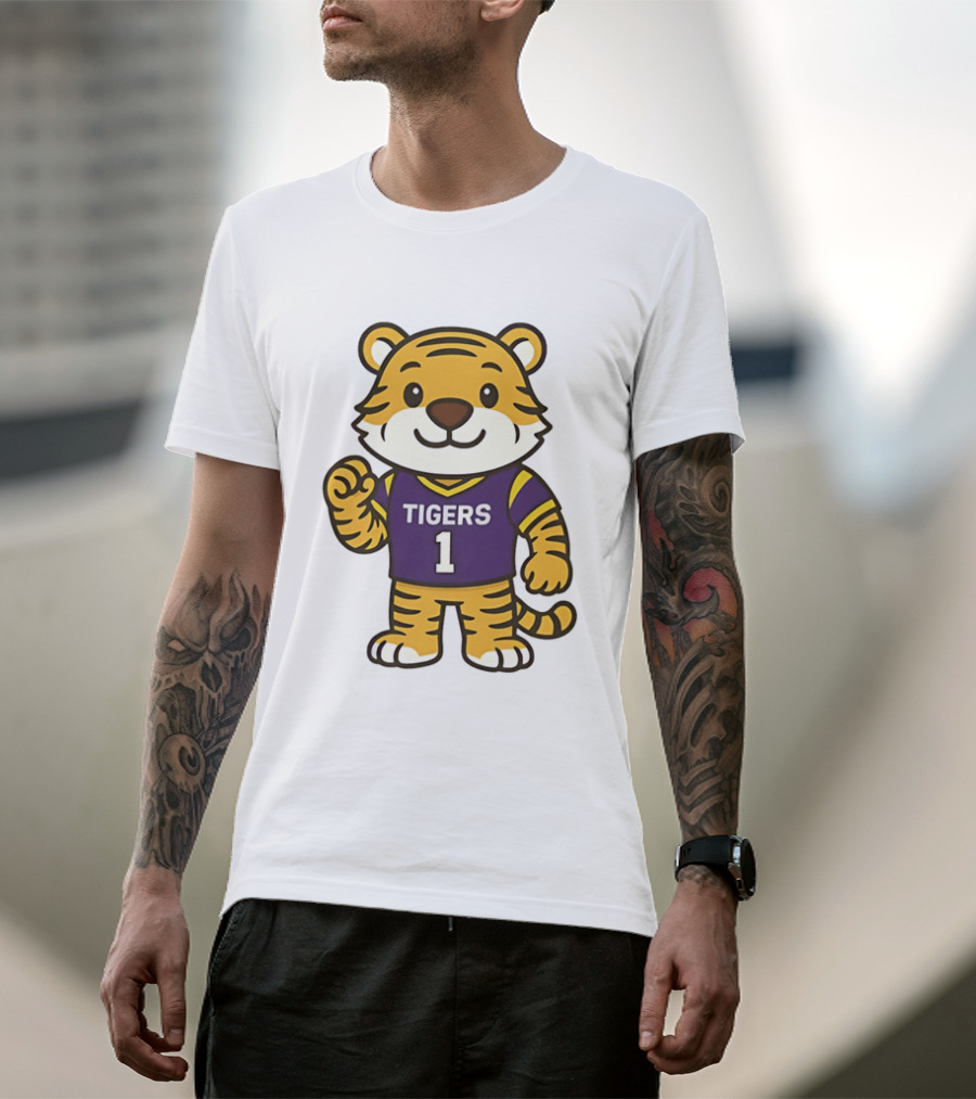 LSU Tigers Mike The Tiger Chibi Cartoon Louisiana Football Team T-Shirt