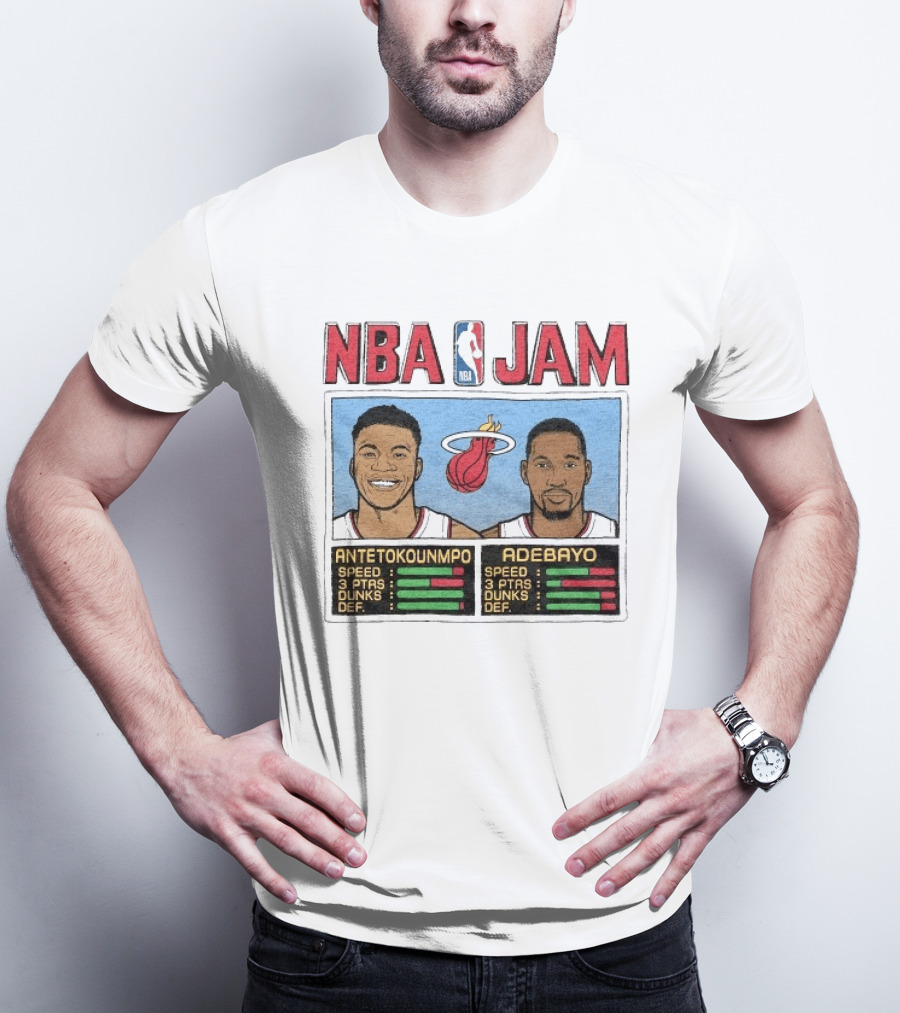 NBA Jam Miami Heat Antetokounmpo Adebayo Speed Dunks DEF T-Shirt