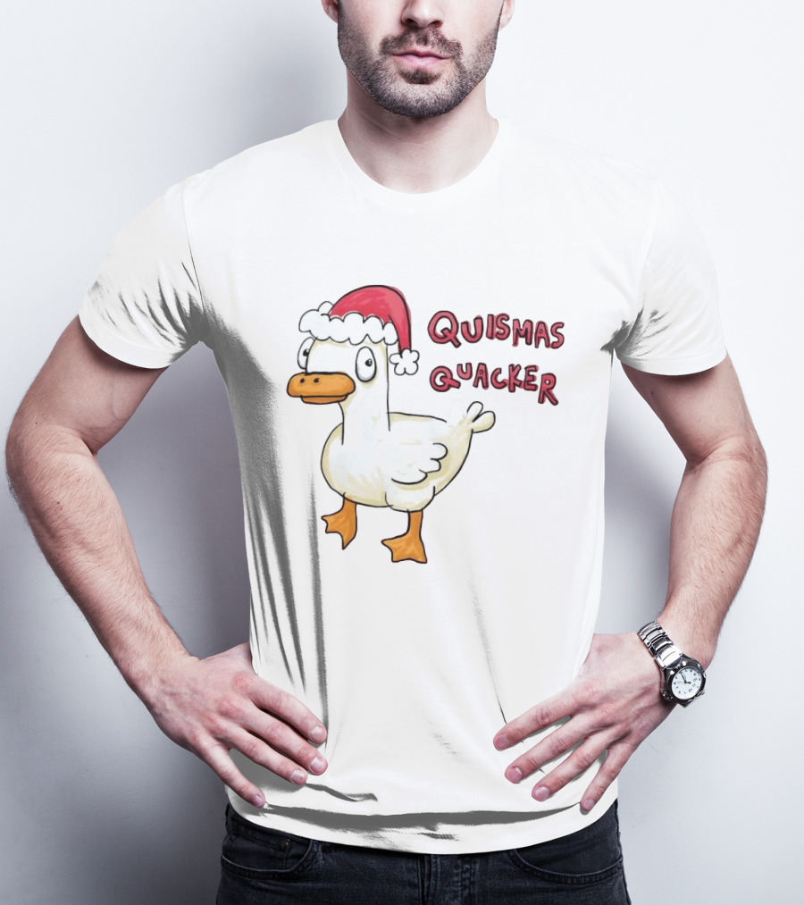 Quismas Quacker Christmas Duck Santa Hat Holiday Quack T-Shirt