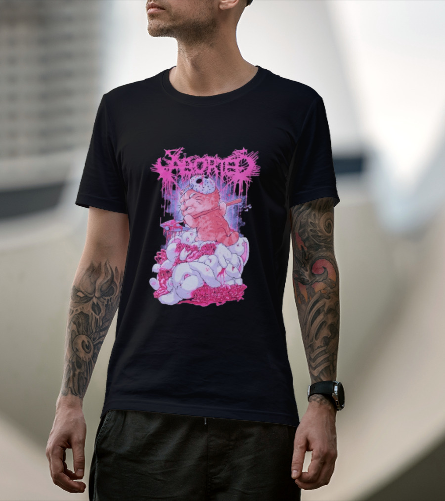 Aborted Murder Kitty Masked Plush With Axe Bunny Pile T-Shirt