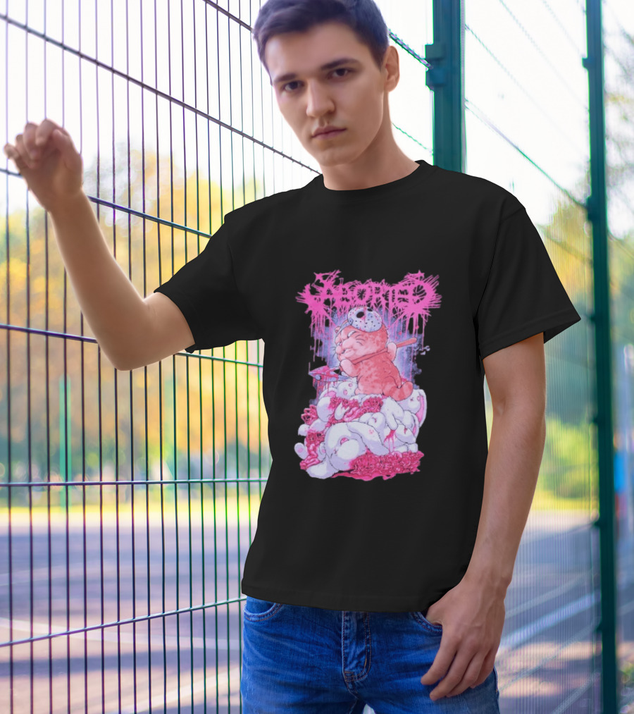 Aborted Murder Kitty Masked Plush With Axe Bunny Pile T-Shirt