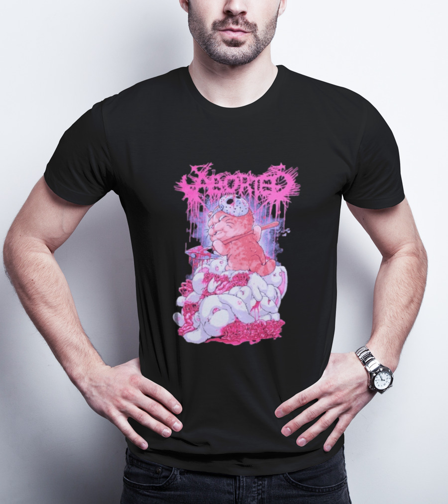 Aborted Murder Kitty Masked Plush With Axe Bunny Pile T-Shirt