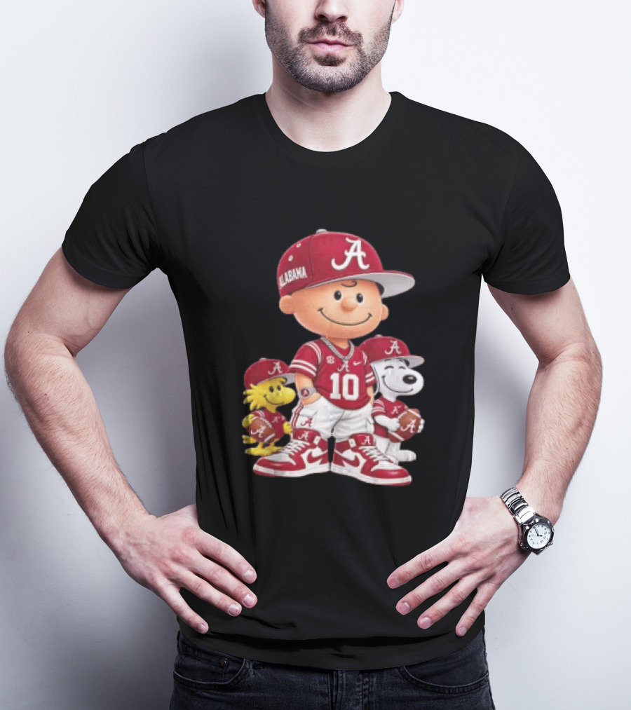 Alabama Crimson Tide Charlie Brown Snoopy Woodstock Football NCAA T-Shirt