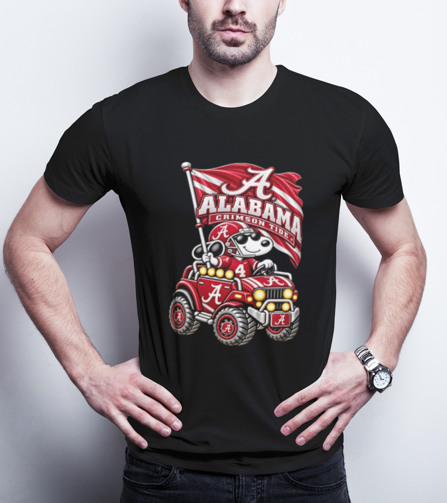 Alabama Crimson Tide NCAA Football Snoopy Driving Offroad Vehicle T-Shirt