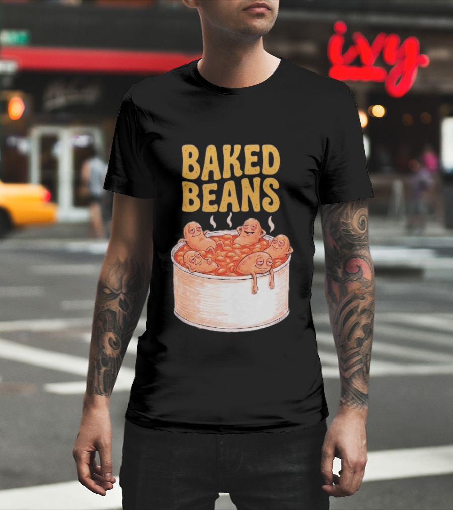 Baked Beans Funny Relaxing Cartoon Beans In Tin T-Shirt