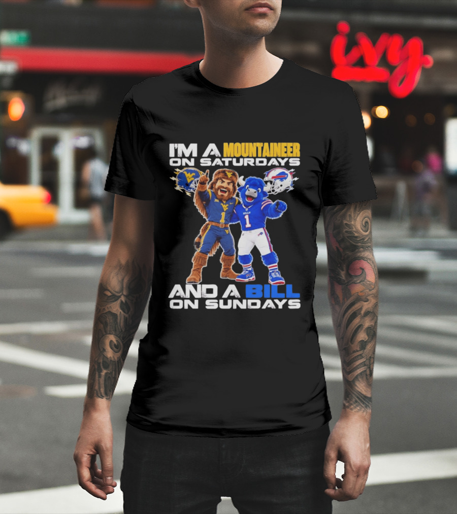 West Virginia Mountaineer And Buffalo Bills Fan Mascots Saturdays And Sundays T-Shirt
