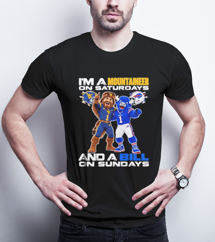 West Virginia Mountaineer And Buffalo Bills Fan Mascots Saturdays And Sundays T-Shirt