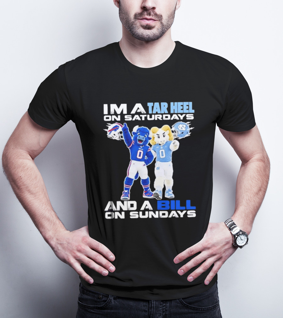 Buffalo Bills UNC Tar Heel Saturdays And Bills Sundays Football Mascots T-Shirt