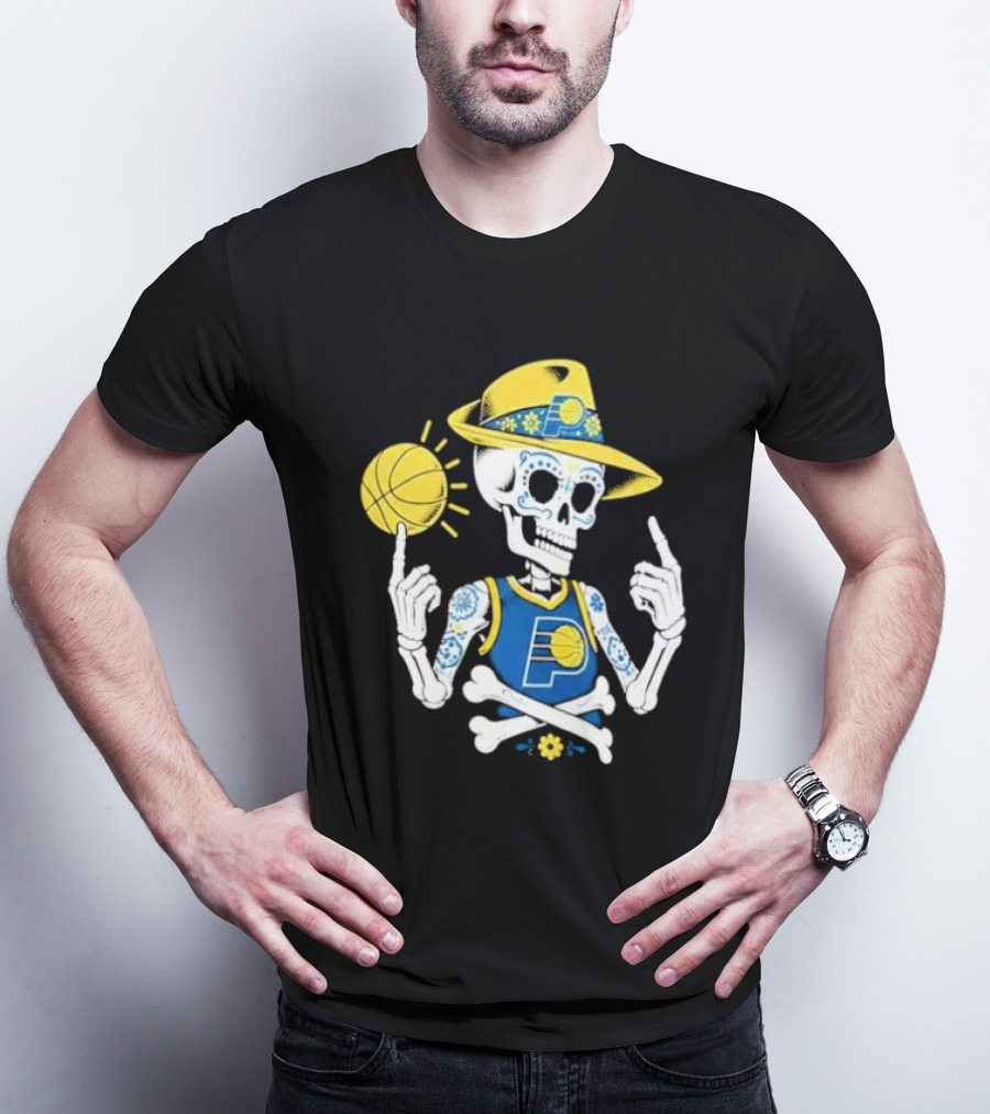 Indiana Pacers Mexico City CDMX Sugar Skull Skeleton Indy Game T-Shirt