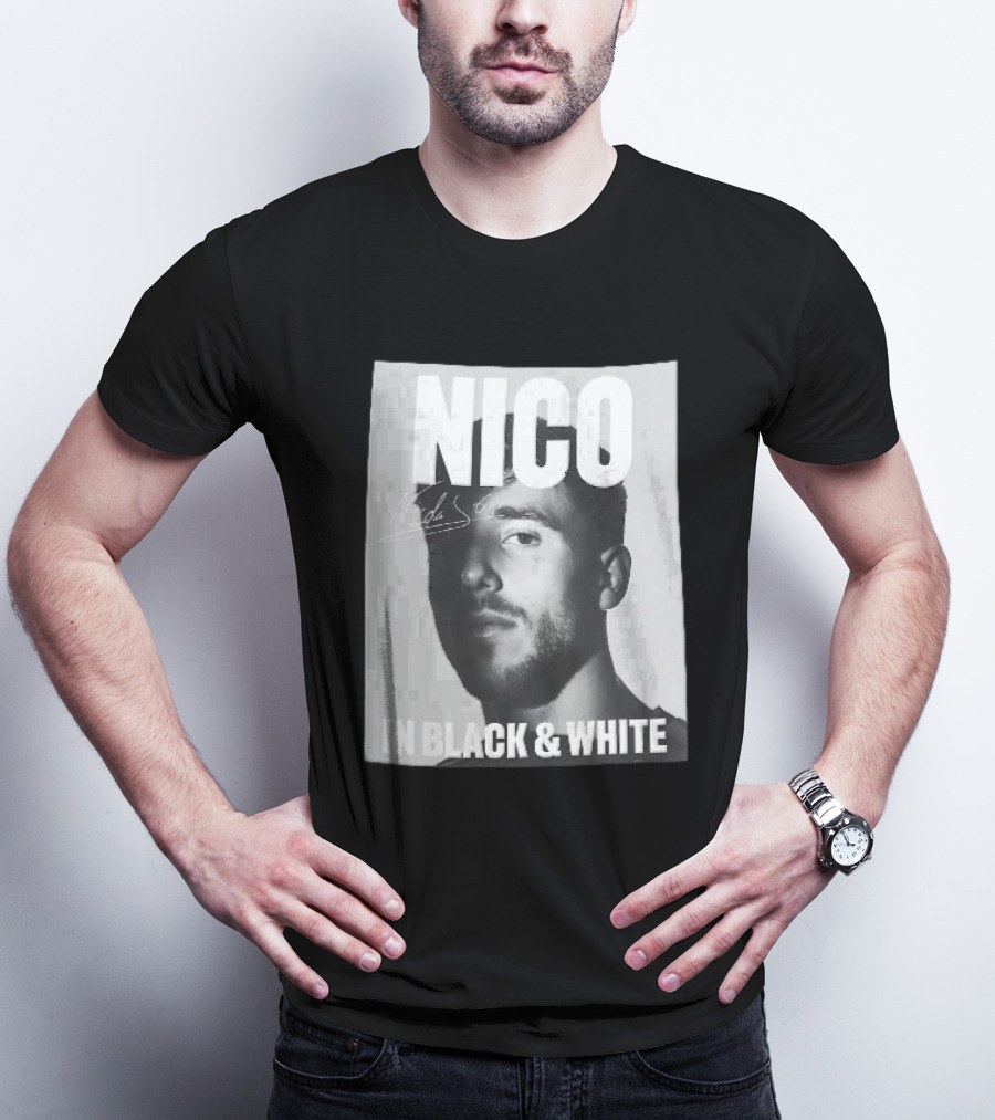 Nico Nicolas Close Up Male Shadow In Black And White T-Shirt