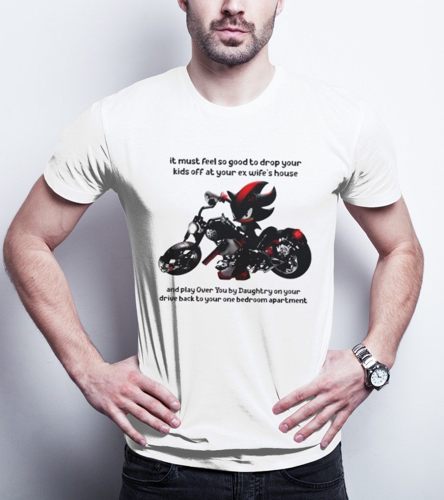 Shadow The Hedgehog Meme It Must Feel So Good To Drop Your Kids Off At Your Ex Wife's House And Play Over You By Daughtry T-Shirt