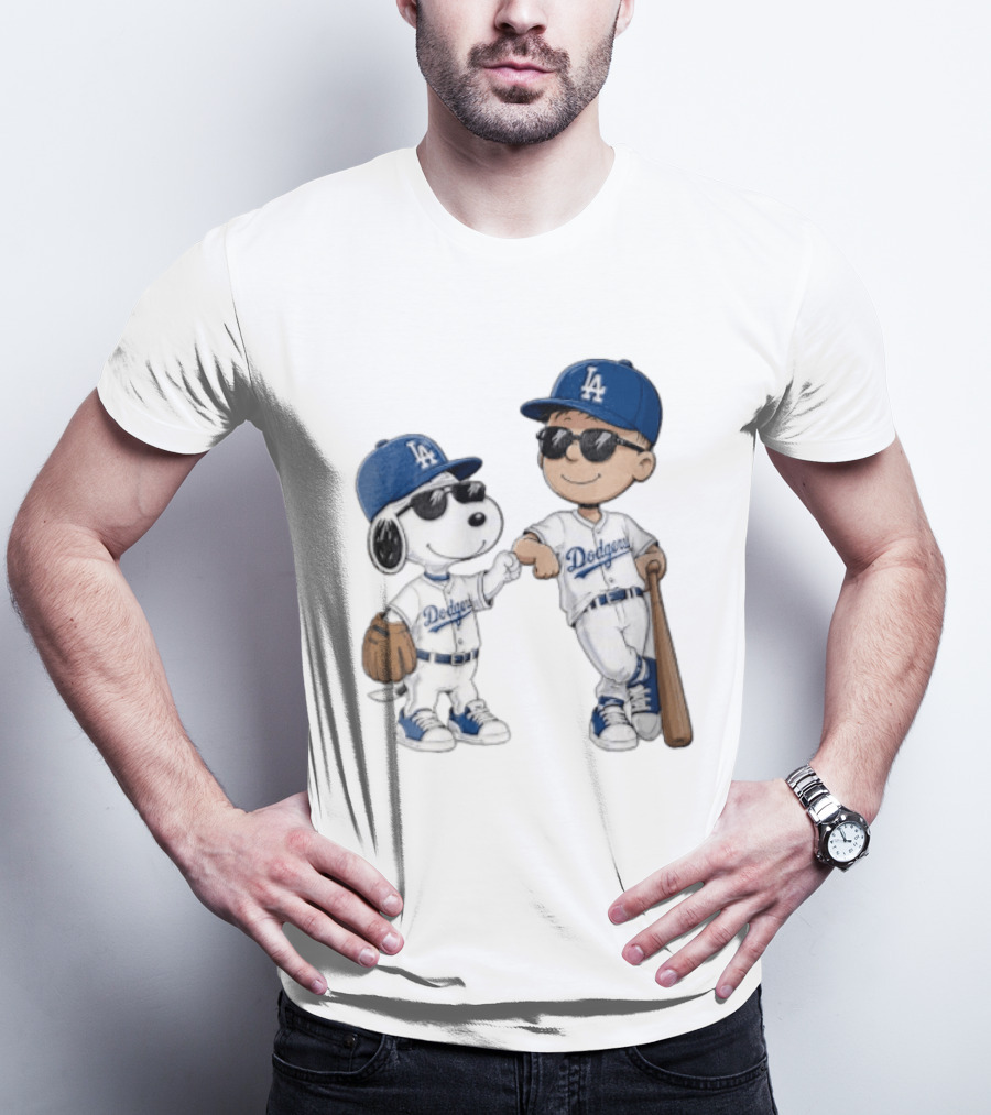 Los Angeles Dodgers Snoopy And Kid Baseball Team Spirit T-Shirt