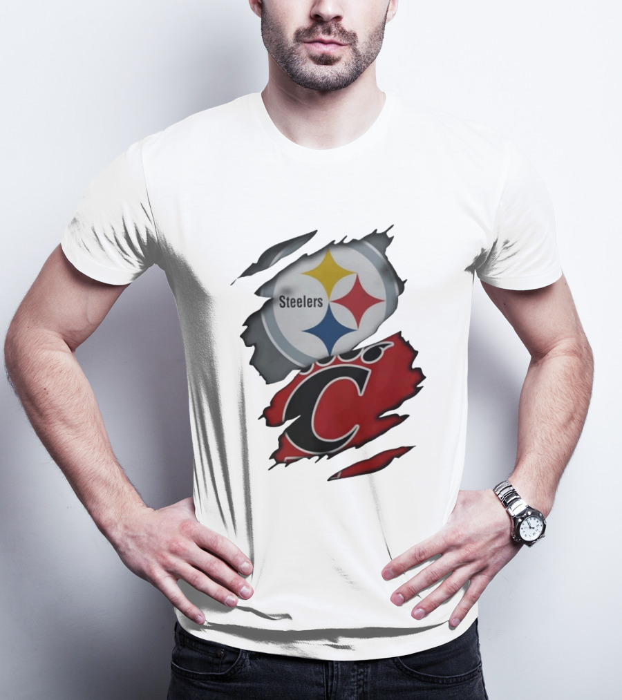 Pittsburgh Steelers Cincinnati Bearcats Ripped Skin T-Shirt