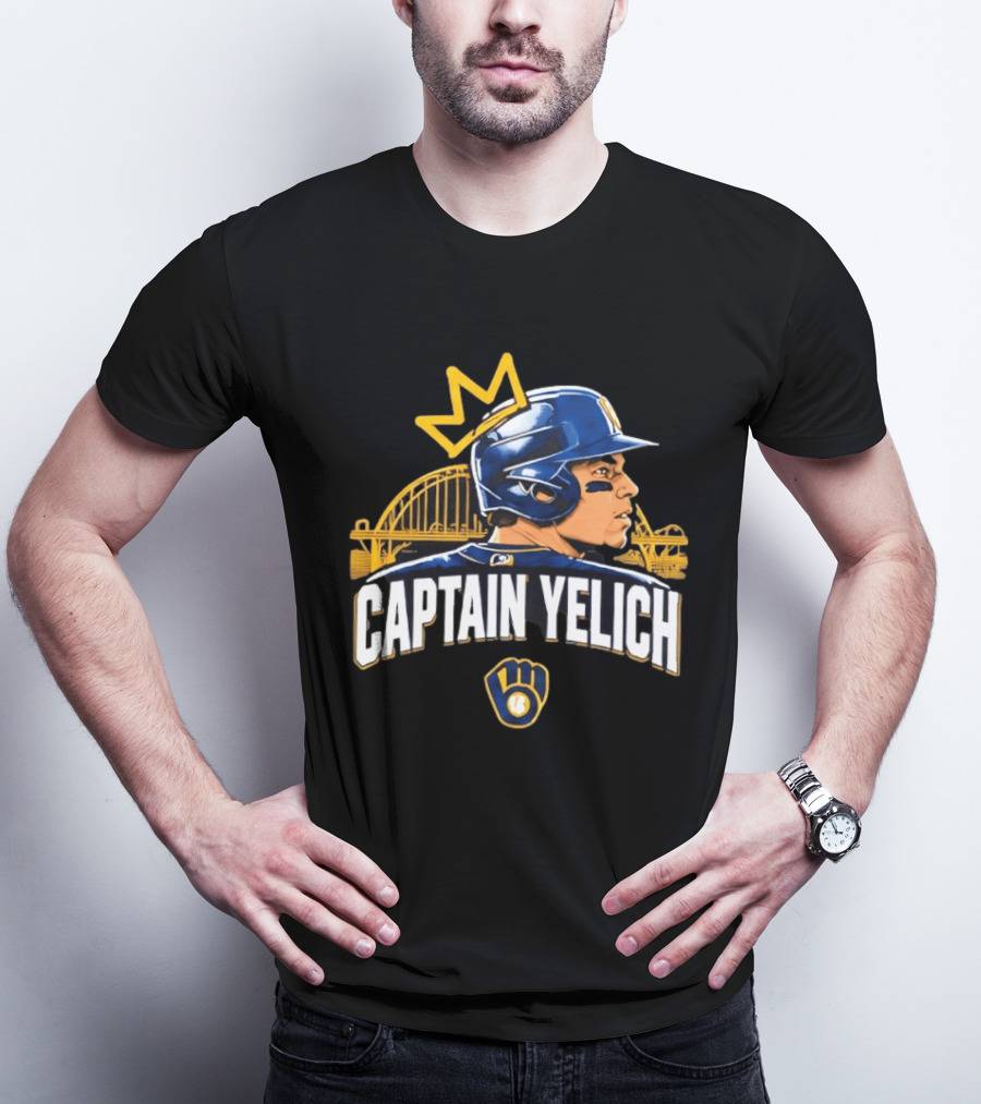 Captain Yelich Milwaukee Brewers Helmet Crown Stadium T-Shirt