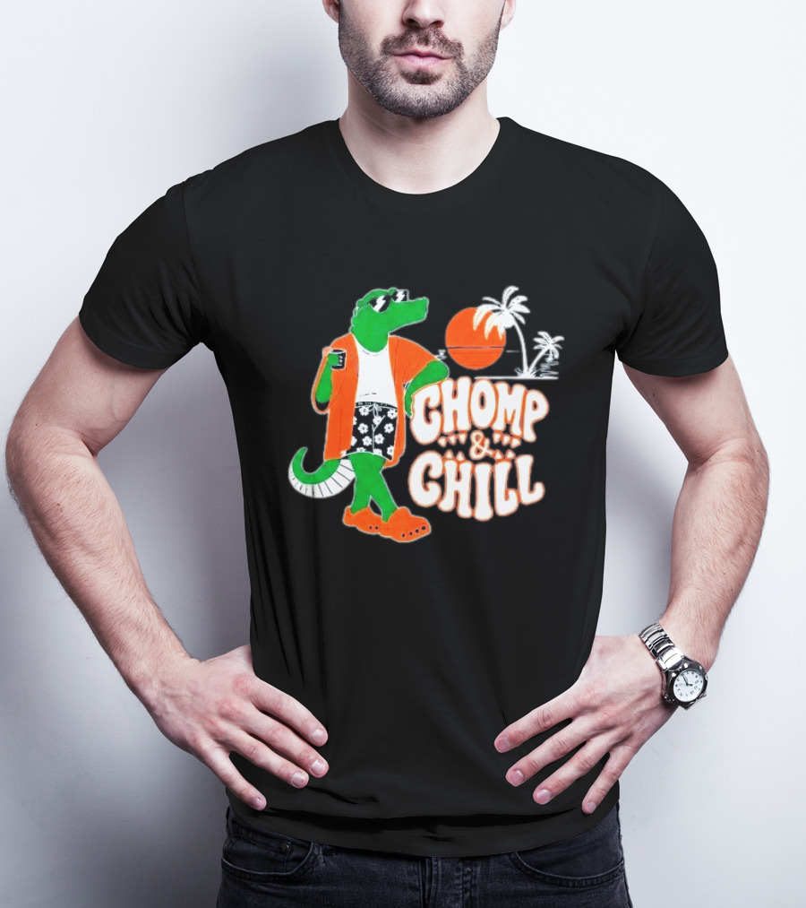 Florida Gators Chomp And Chill Retro Alligator Relaxation Scene T-Shirt