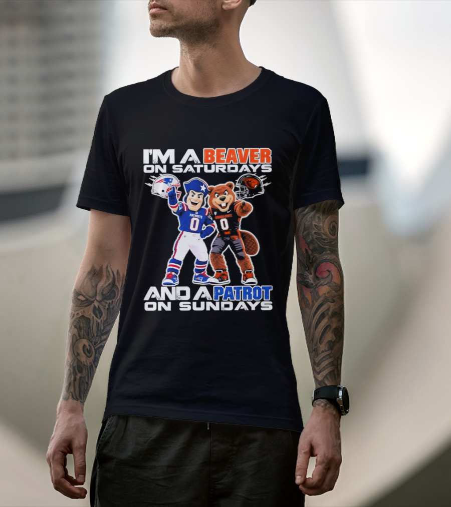 I'm A Beaver On Saturdays And A Patriot On Sundays Football Mascots T-Shirt