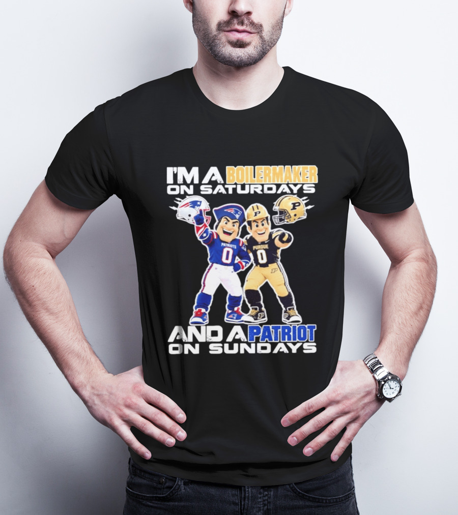 I'm A Boilermaker On Saturdays And A Patriots Fan On Sundays Purdue Patriots Football Mascots T-Shirt