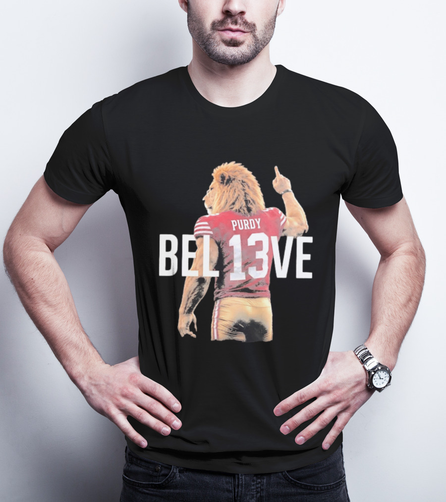 San Francisco 49ers Brock Purdy BEL13VE Lion T-Shirt