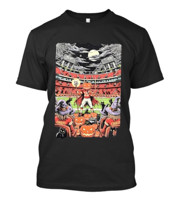 Kansas City Chiefs Halloween Stadium Pumpkins And Witches Scene T-Shirt