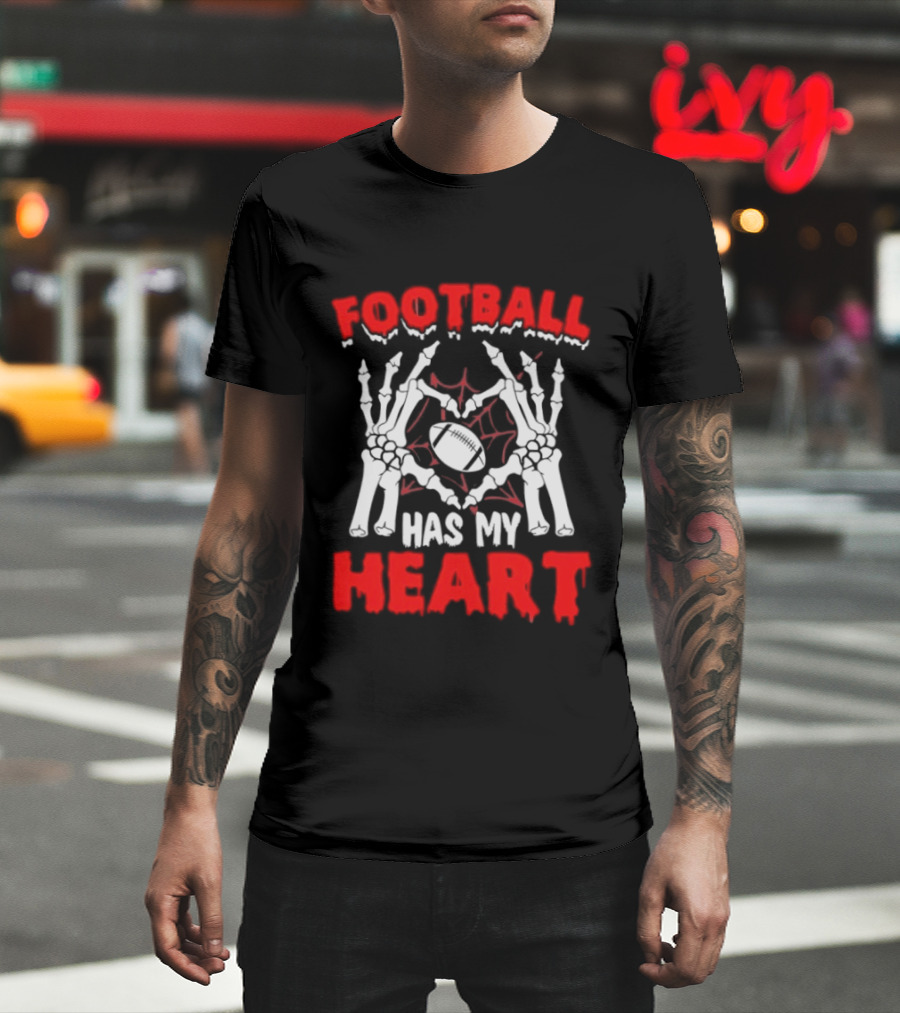 Skeleton Hands Football Has My Heart T-Shirt