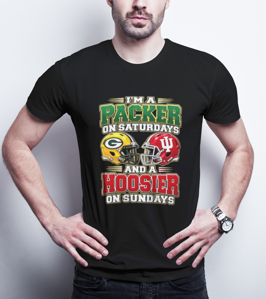 I'm A Packer On Saturdays And A Hoosier On Sundays Football Helmets T-Shirt