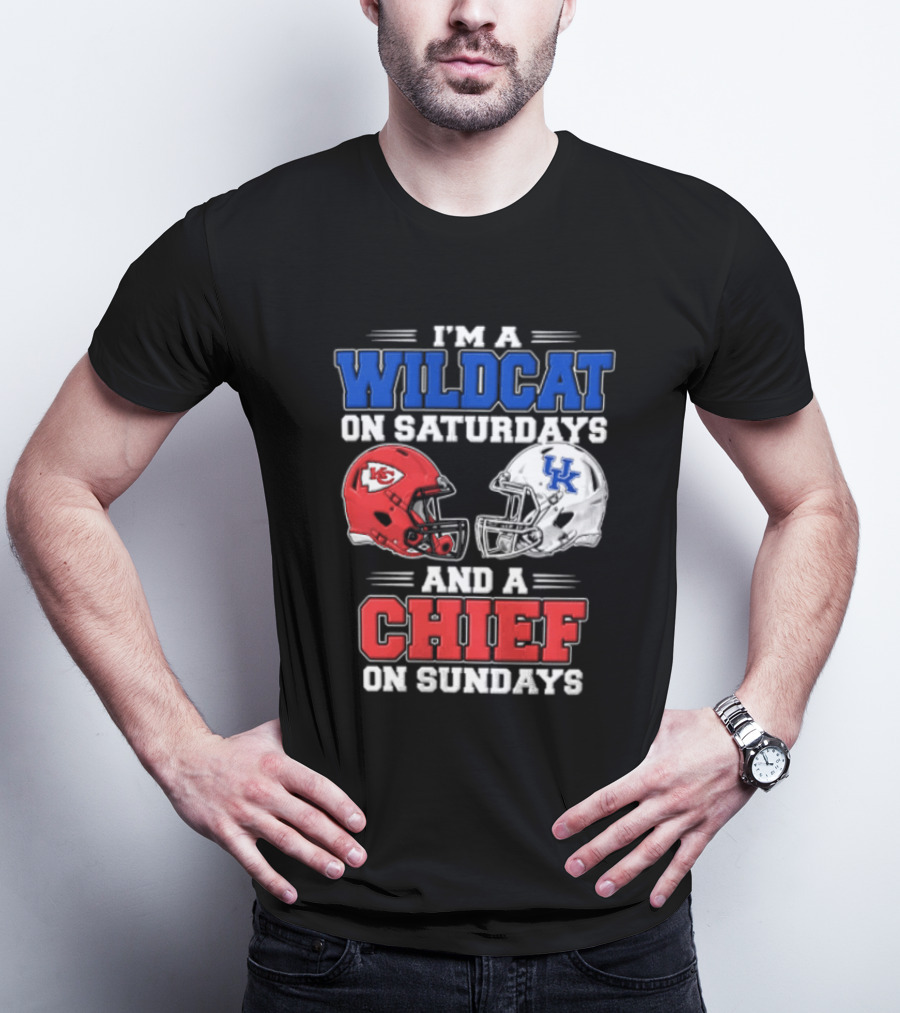 I'm A Wildcat On Saturdays UK And A Chief On Sundays KC Football Helmets T-Shirt