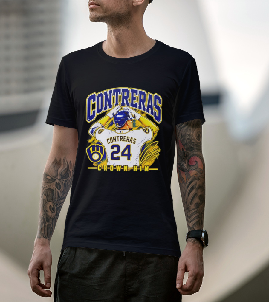 CONTRERAS 24 Crown Him Milwaukee Brewers T-Shirt