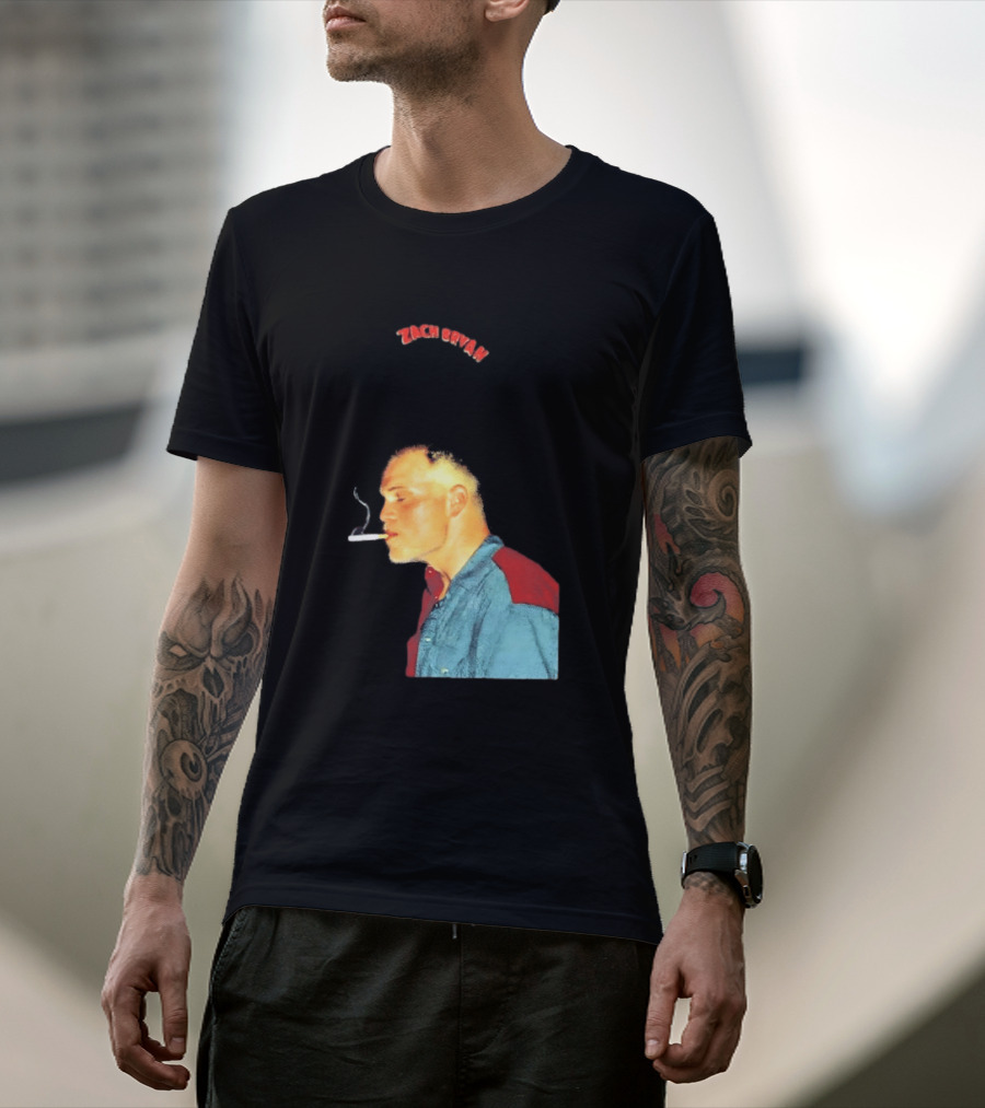 Zach Bryan Smoking Vintage Denim T-Shirt