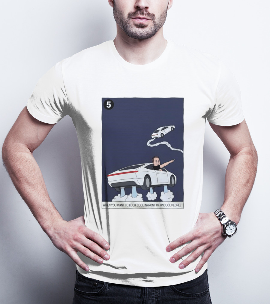 Elon Musk Car Flying Cool Factor In Front Of Uncool People T-Shirt