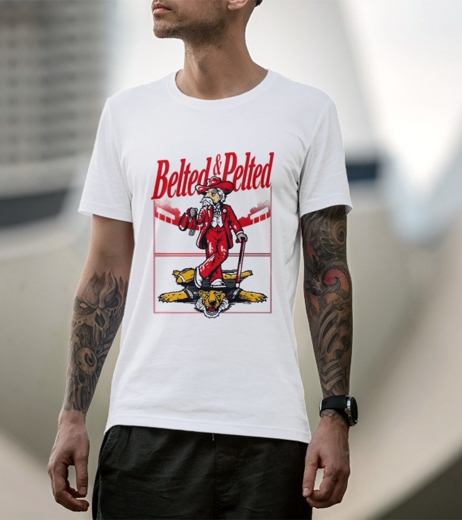Ole Miss Rebels Belted And Pelted Mascot Stomping Missouri Tigers T-Shirt
