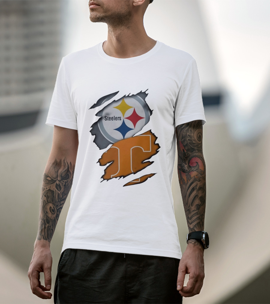 Pittsburgh Steelers Tennessee Volunteers Ripped Skin Combo T-Shirt