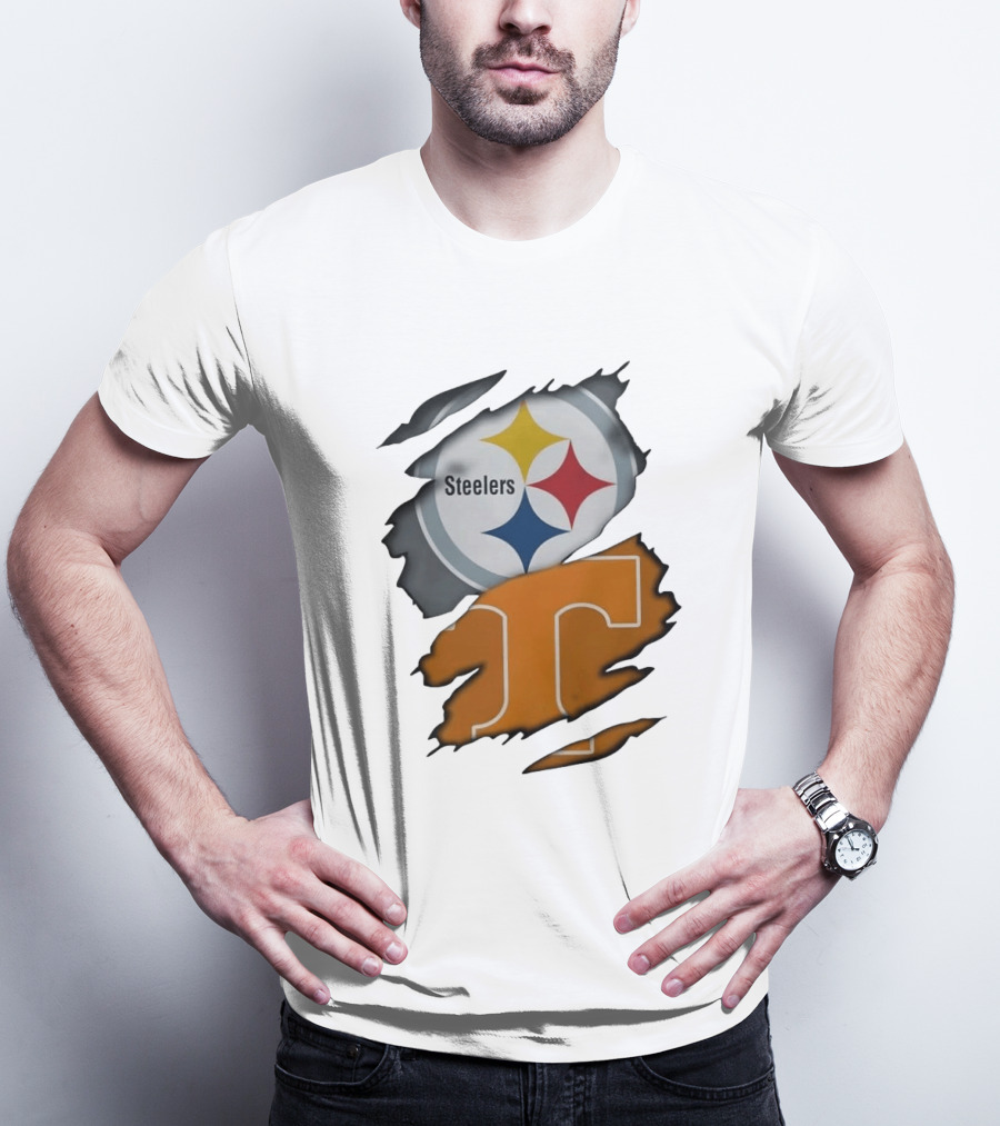 Pittsburgh Steelers Tennessee Volunteers Ripped Skin Combo T-Shirt