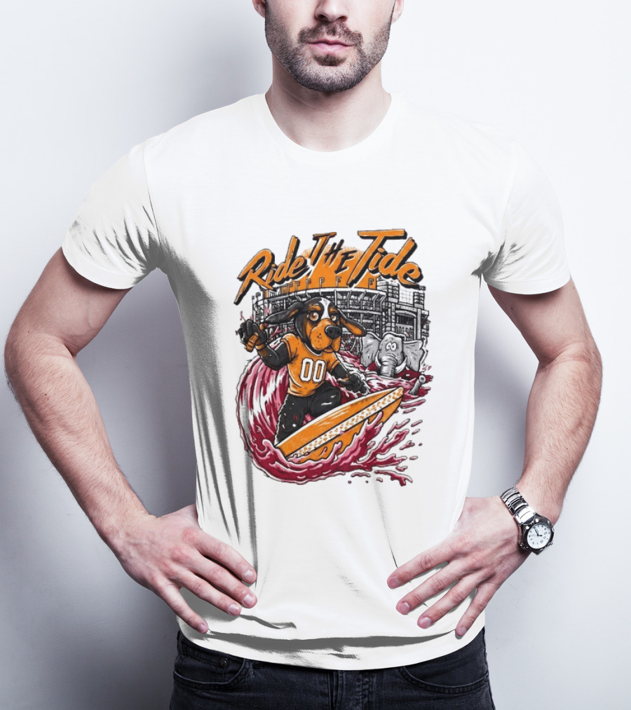 Tennessee Volunteers Ride The Tide Alabama Crimson Tide Surfing Rivalry T-Shirt