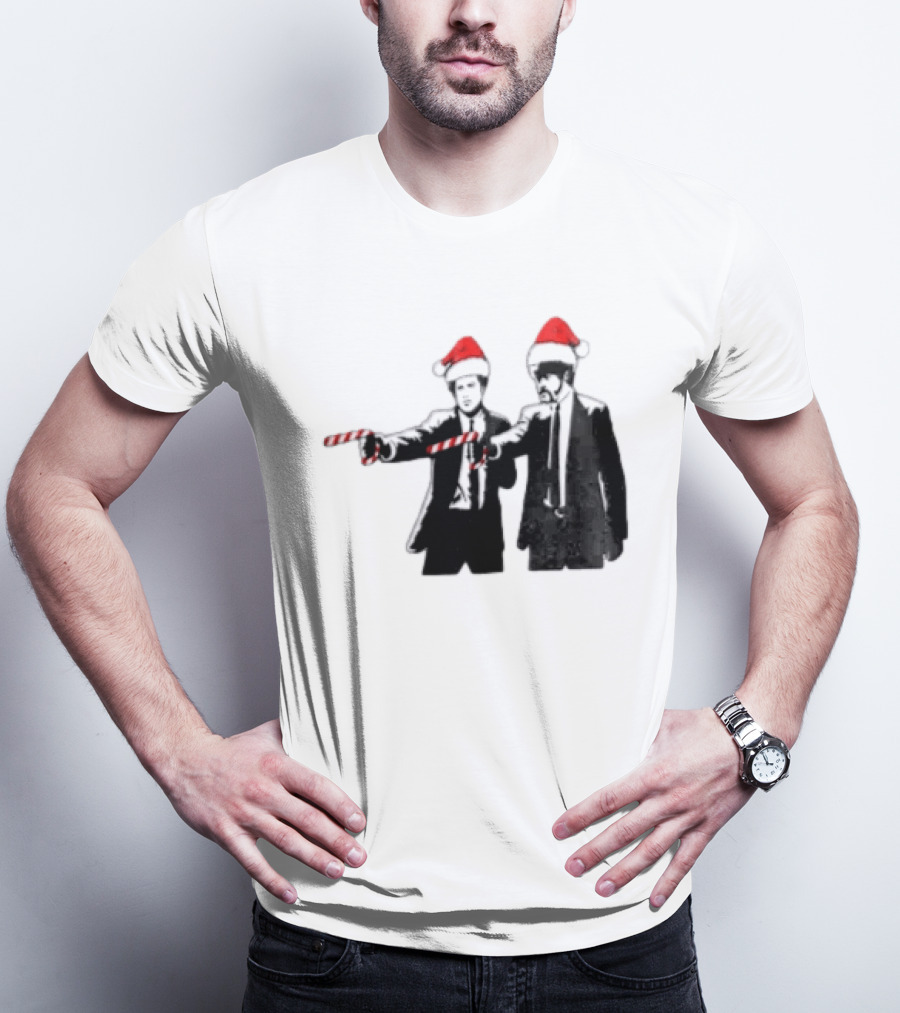 Xmas Christmas Candy Cane Santa Hats Pop Culture References T-Shirt