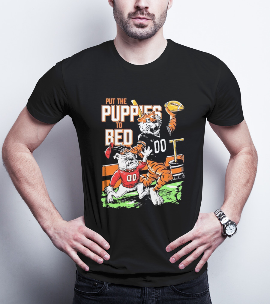 Put The Puppies To Bed Auburn Tigers Beat Georgia Bulldogs Football T-Shirt