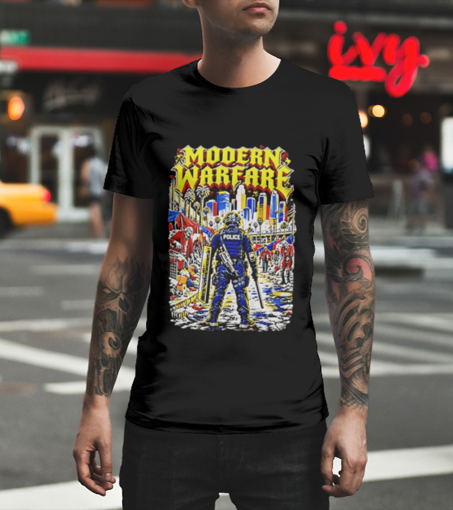 Modern Warfare Police Officer Zombies Cityscape Urban Survival T-Shirt
