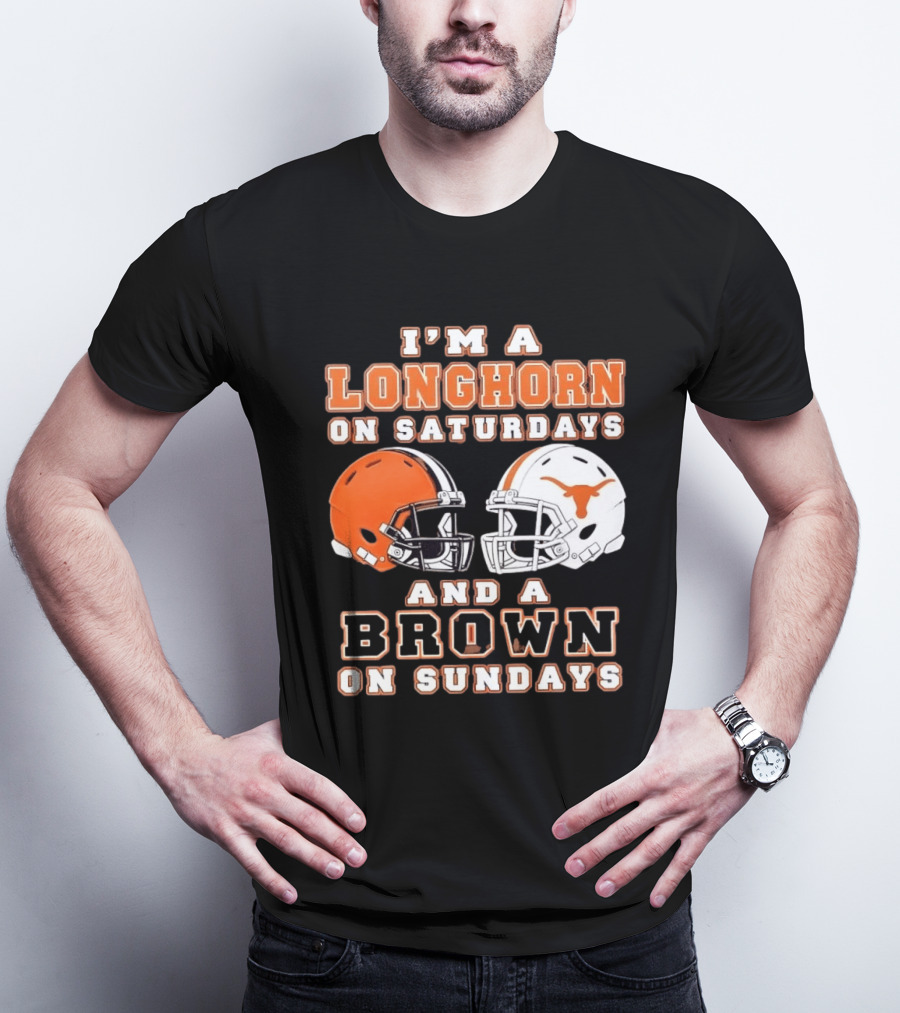 I'm A Longhorn On Saturdays And A Brown On Sundays Football Helmets T-Shirt